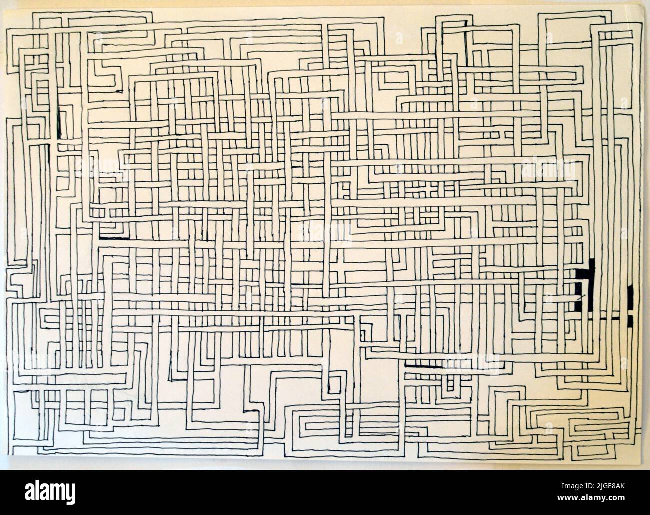 Labyrinth maze patern design with pens and markers Stock Photo - Alamy