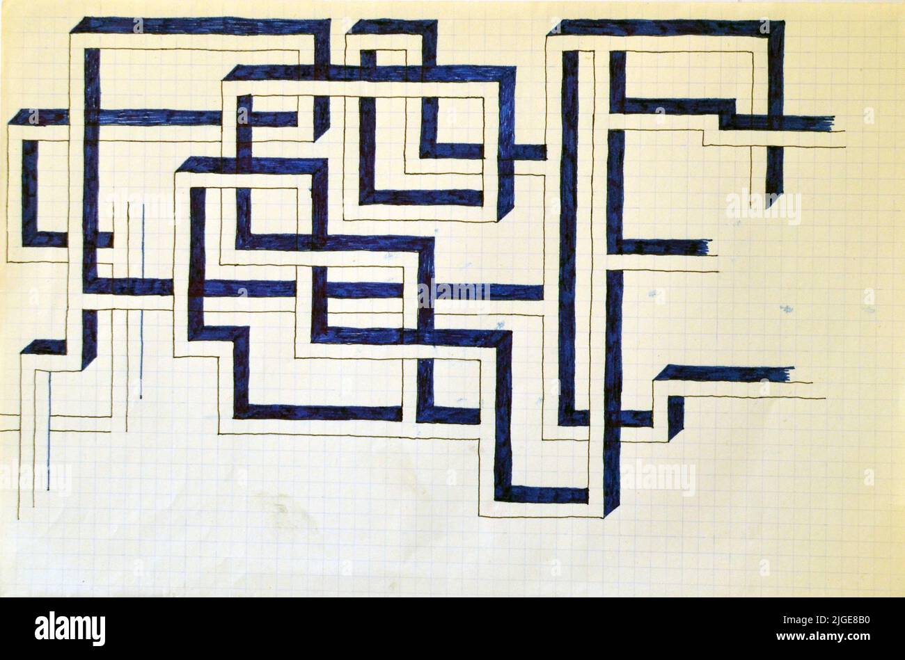 Labyrinth maze patern design with pens and markers Stock Photo - Alamy
