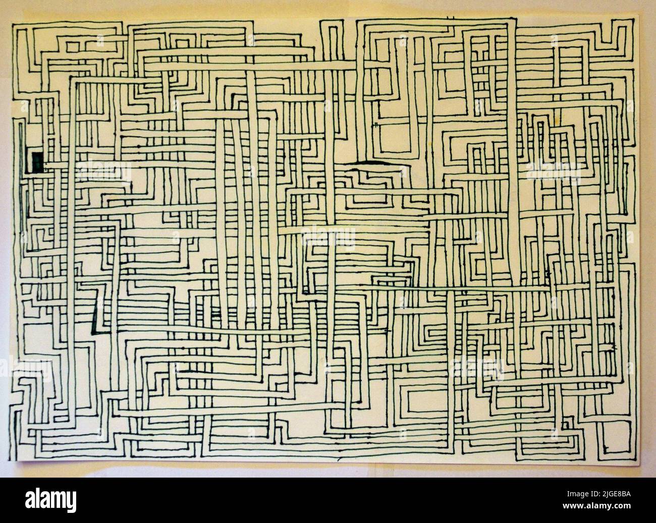 Labyrinth maze patern design with pens and markers Stock Photo - Alamy