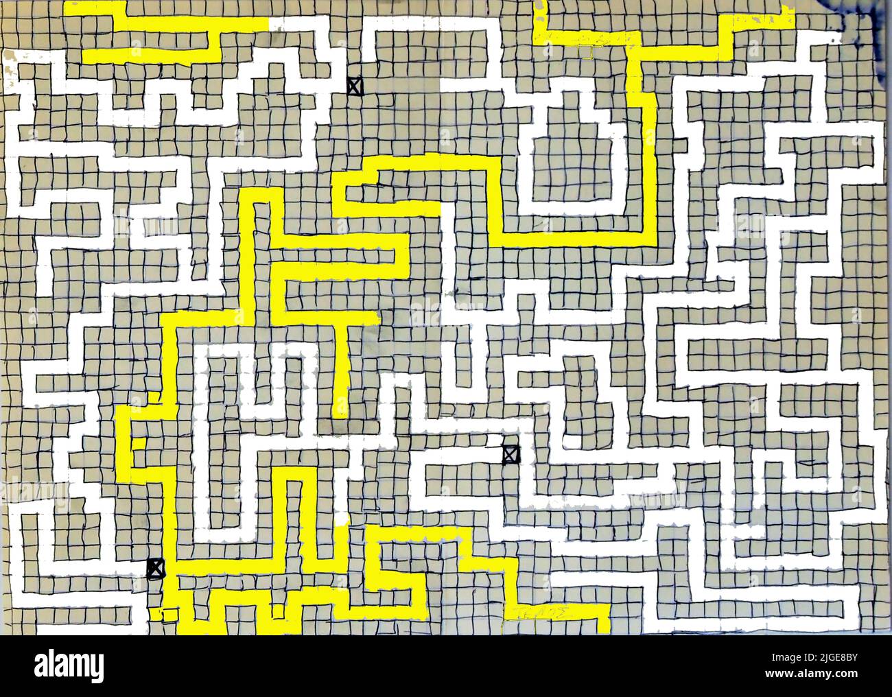 Labyrinth maze patern design with pens and markers Stock Photo - Alamy