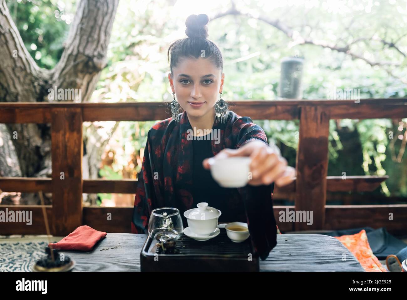 Tea ceremony is performed by tea master in kimono Stock Photo - Alamy
