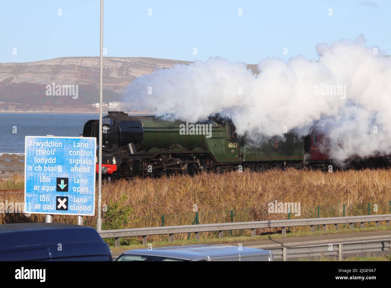 The Flying Scotsman on the North Wales coastal line Stock Photo - Alamy