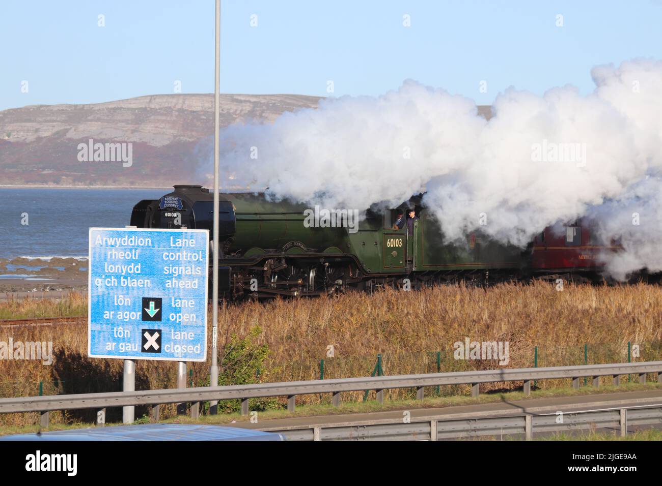 The Flying Scotsman on the North Wales coastal line Stock Photo - Alamy