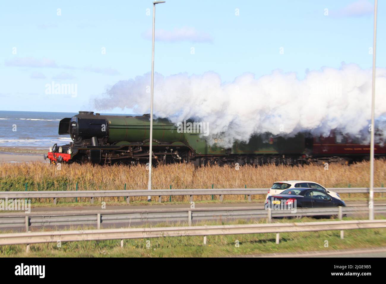 The Flying Scotsman on the North Wales coastal line Stock Photo - Alamy