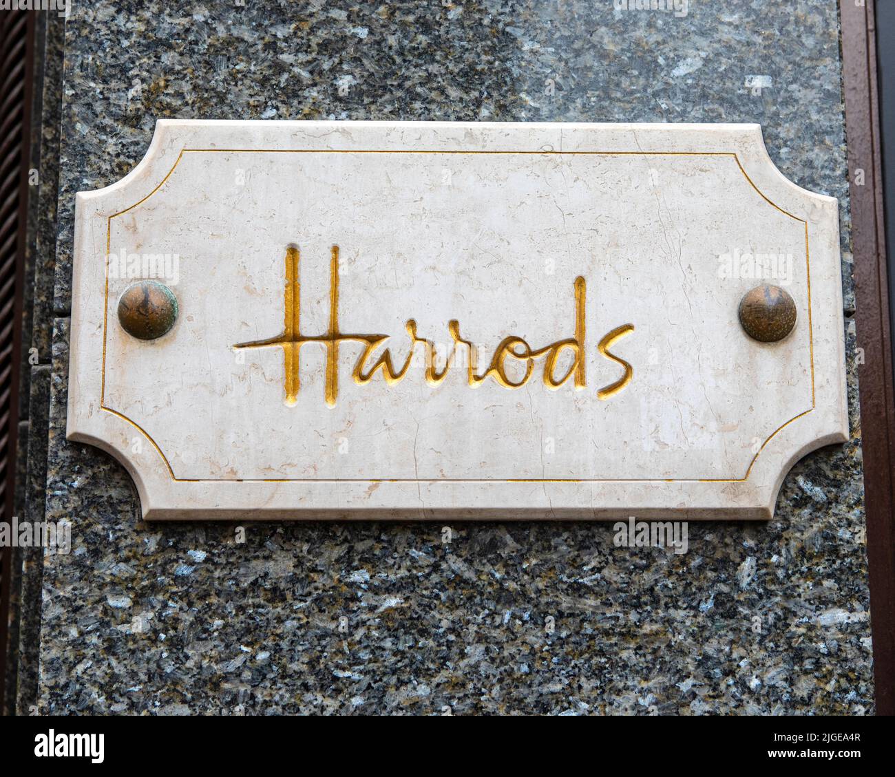 London, UK - August 12th 2021: Harrods sign on the exterior of the ...