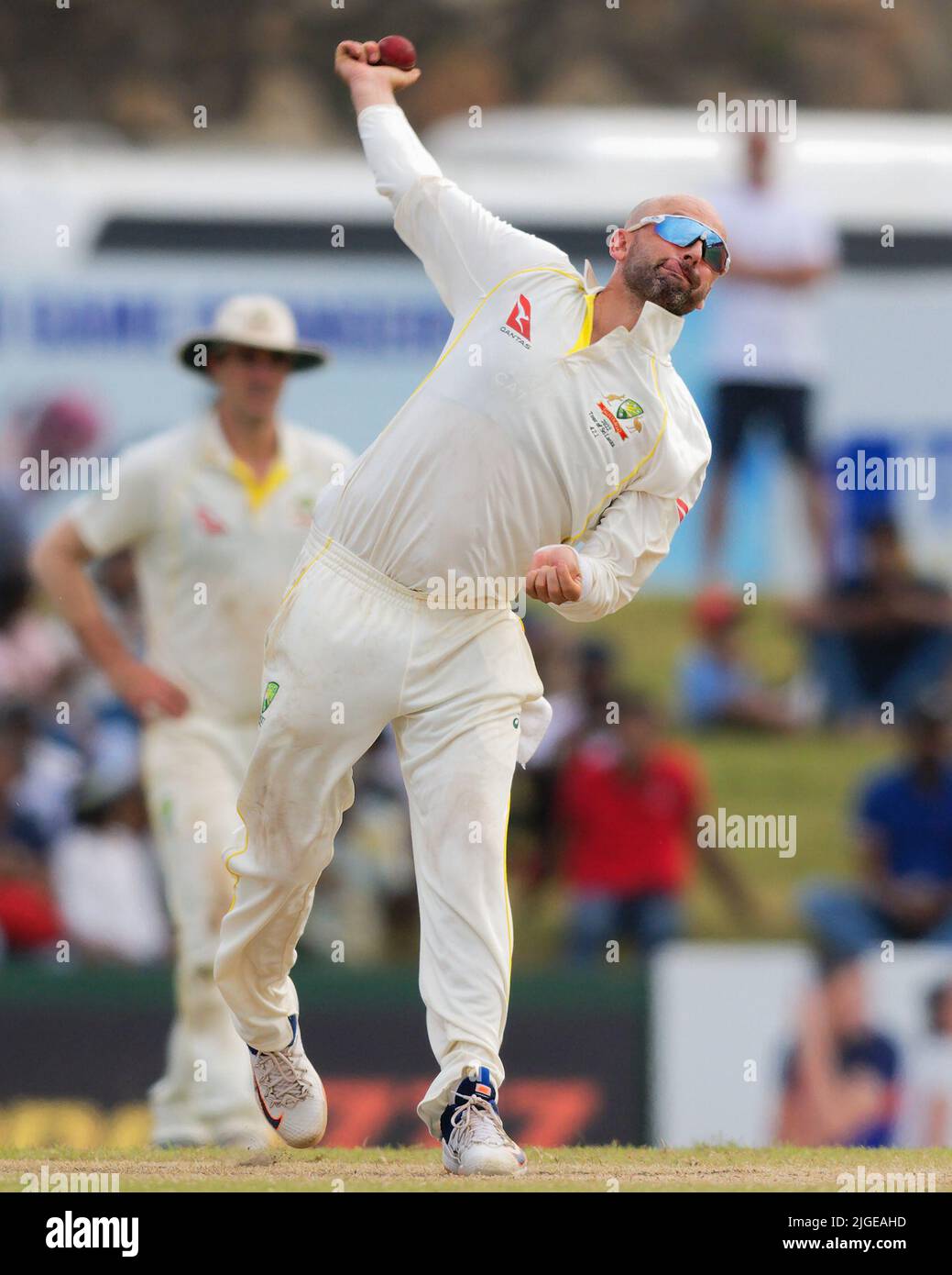 Galle, Sri Lanka. 10th July 2022. Australia bowler Nathan Lyon in ...