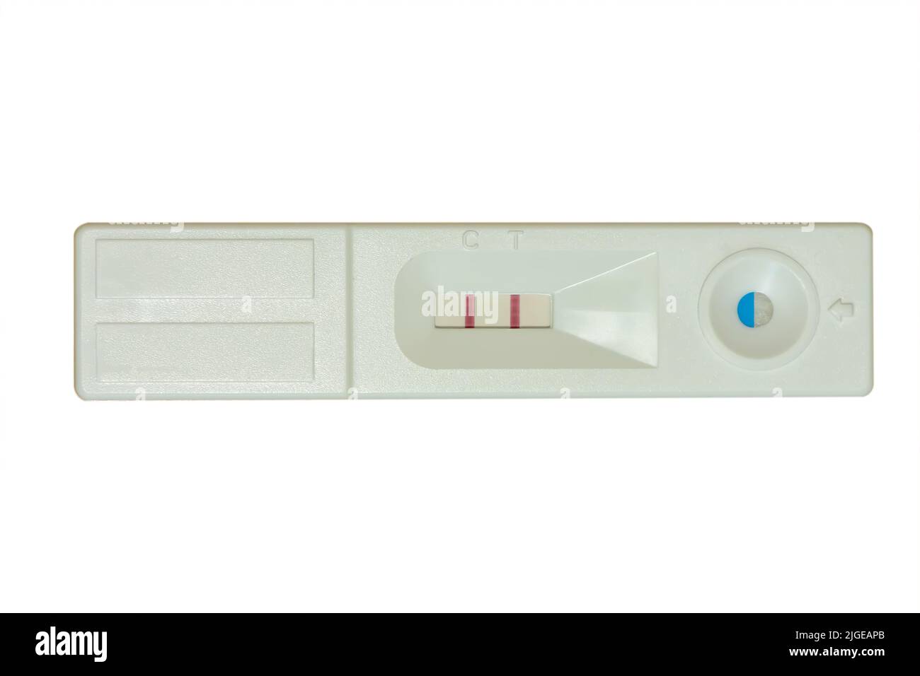 A closeup of a positive pregnancy test on a white background Stock ...