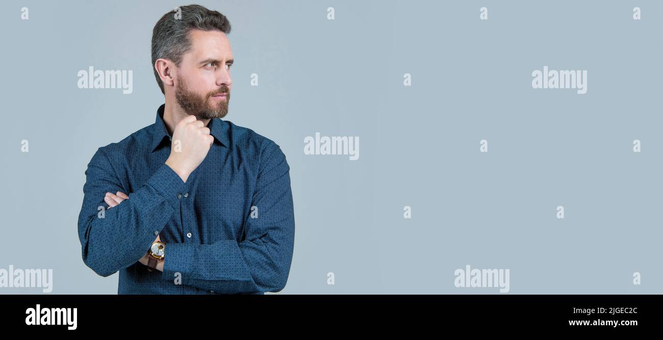 Barber approved beard grooming. Bearded man grey background. Visit your ...