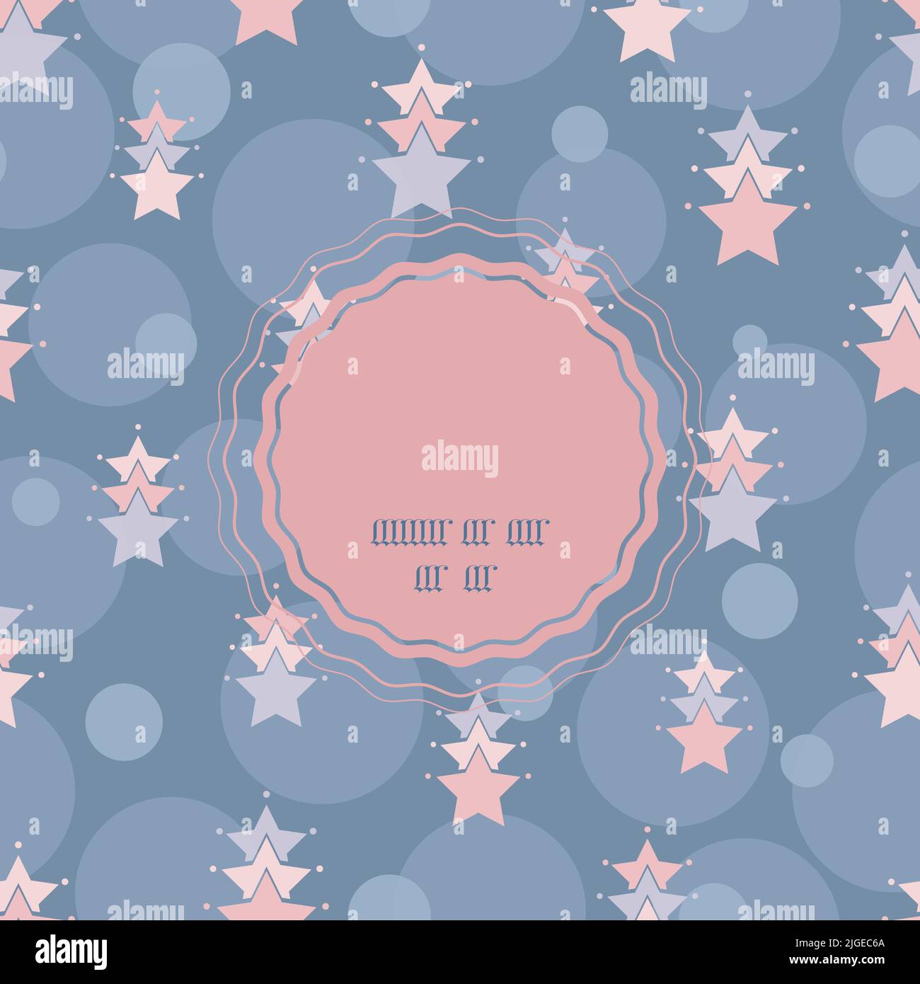 Vector cute pink blue stars with texture background frame seamless ...