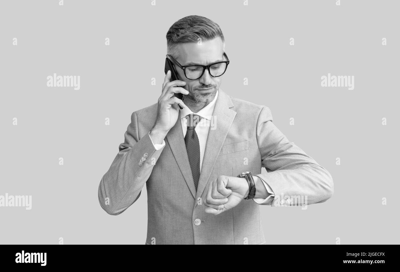 adult ceo talk on cellphone. phone call. mobile technology ...