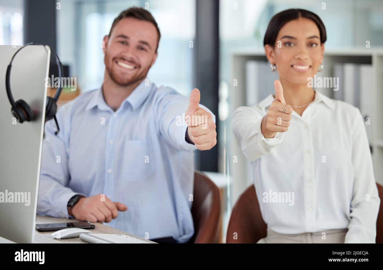 100 customer satisfaction guaranteed. a young man and woman showing ...