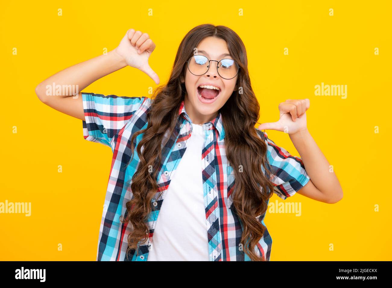 Amazed teen girl. Portrait of successful teen girl winner. Beautiful ...