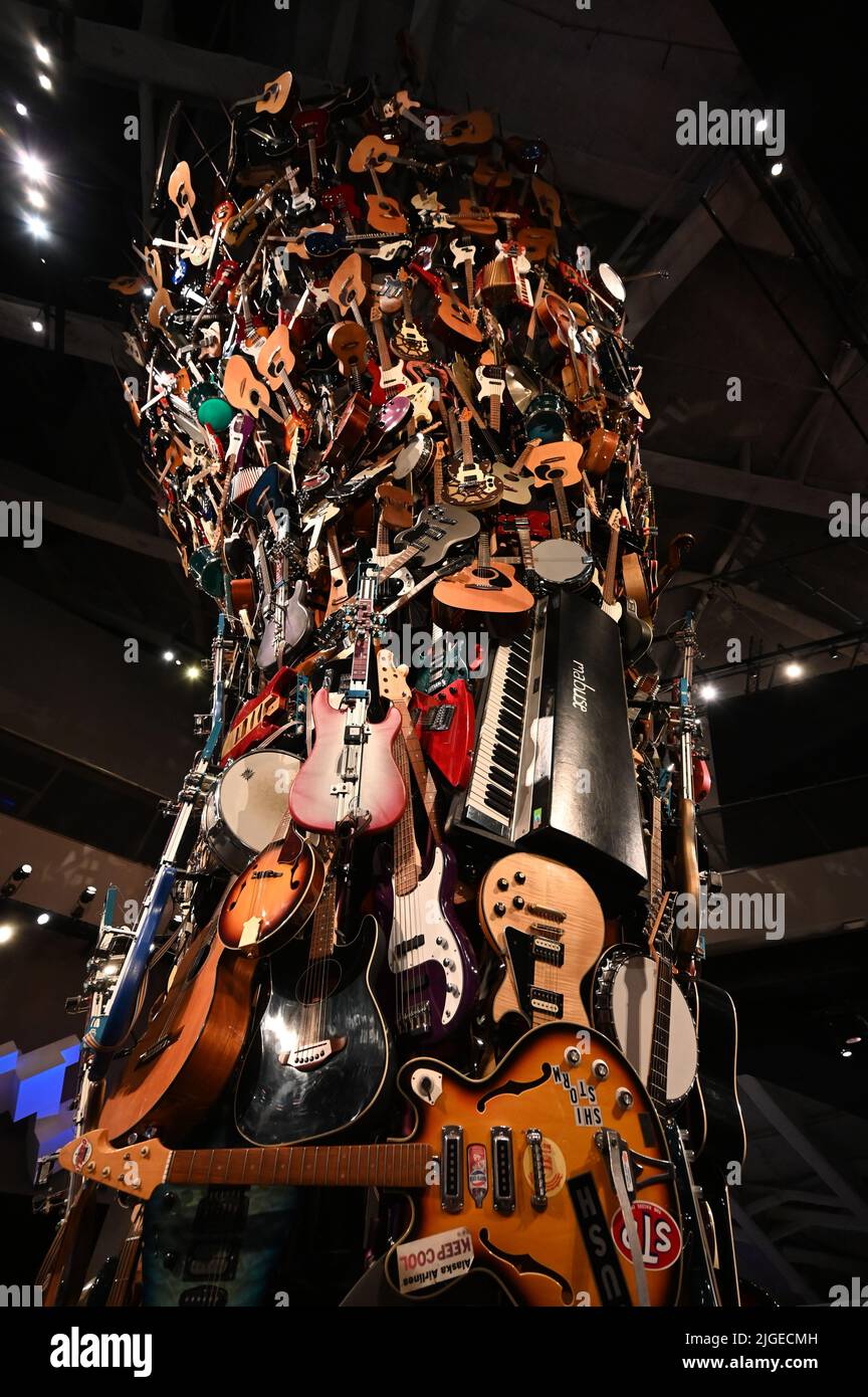 Guitar at the Museum of Pop Culture in Seattle Stock Photo - Alamy