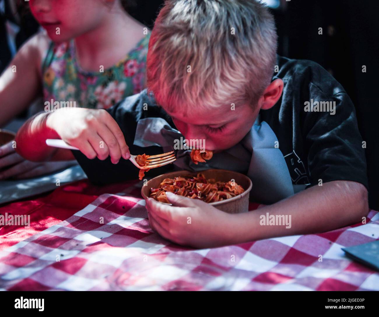 London UK 10 July 2022 Spaghetti Eating Competition at The 47th Soho ...