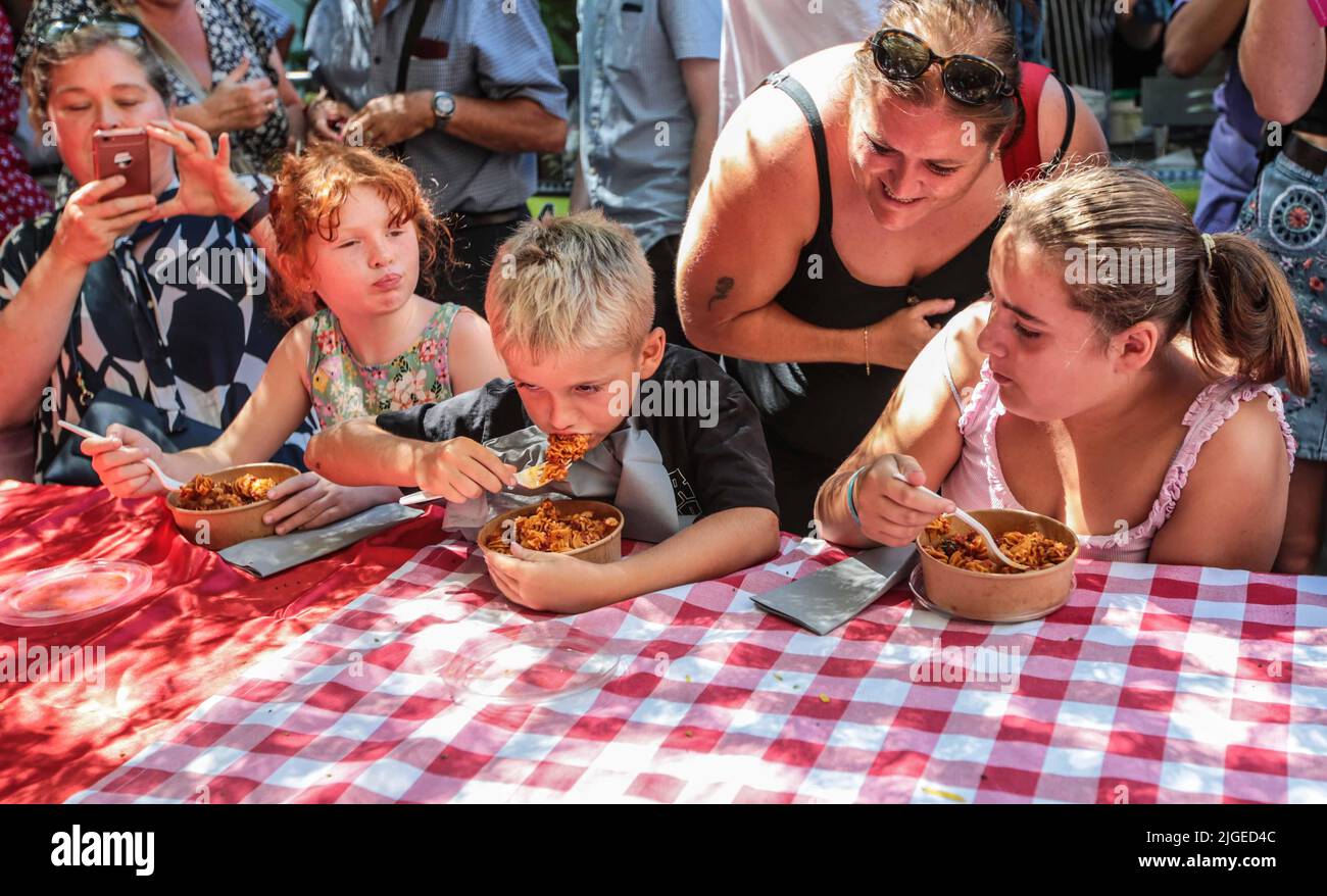 London UK 10 July 2022 Spaghetti Eating Competition at The 47th Soho ...