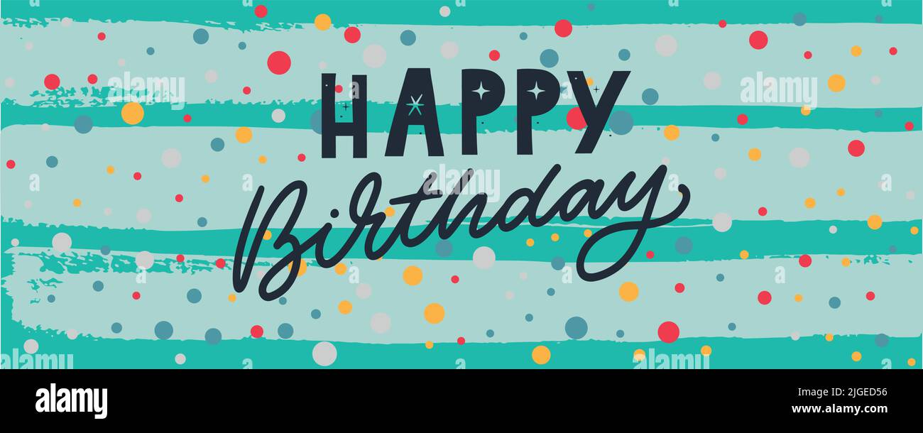 Happy Birthday lettering text banner, black color. Vector illustration ...
