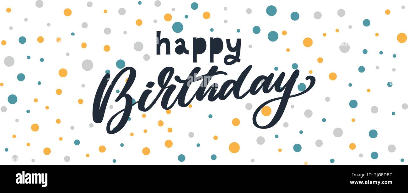 Happy Birthday lettering text banner, black color. Vector illustration ...