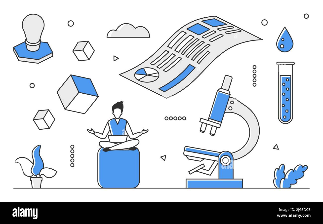 Science laboratory research. Lab equipment, testing experiment vector ...