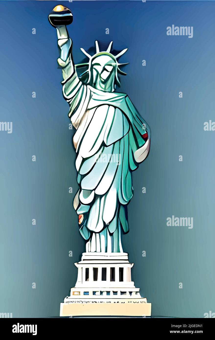 Manhattan landscape statue of liberty Stock Vector Images - Alamy