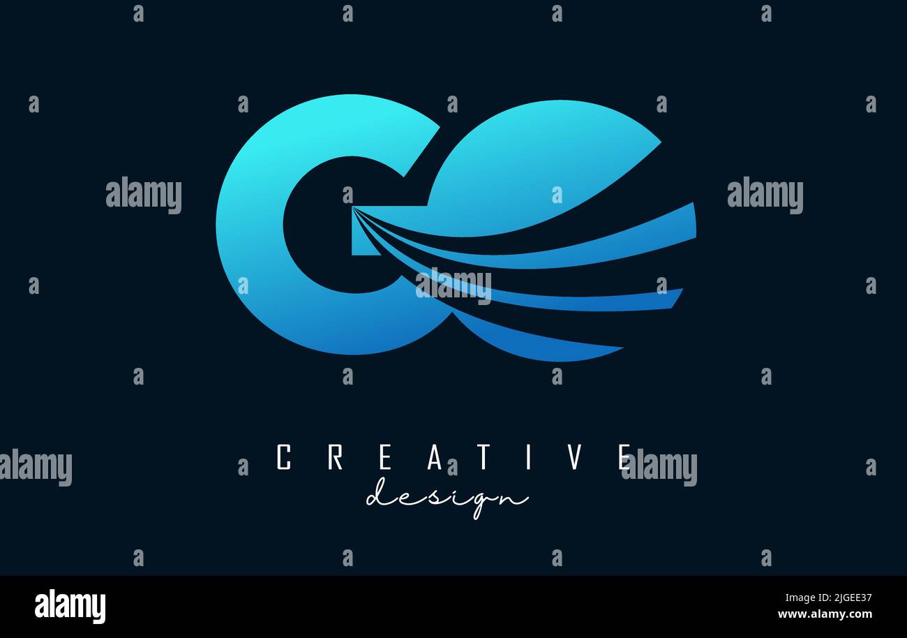 Creative blue letter Go g o logo with leading lines and road concept ...
