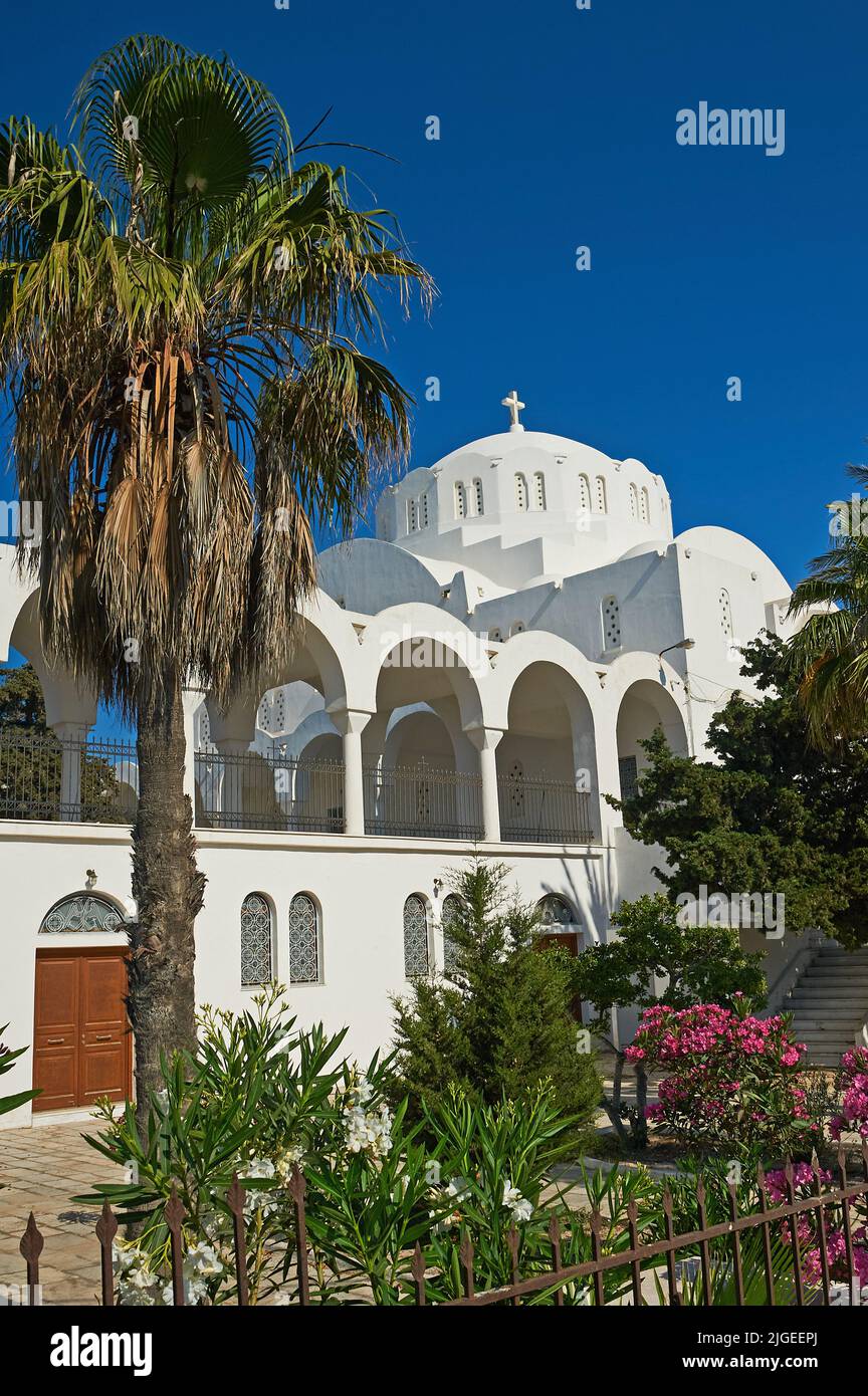 Candlemas Holy Orthodox Cathedral in Thira on the island of Santorini ...