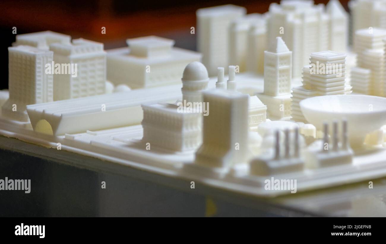 Great big white 3d printed city model. Architectural technical ...