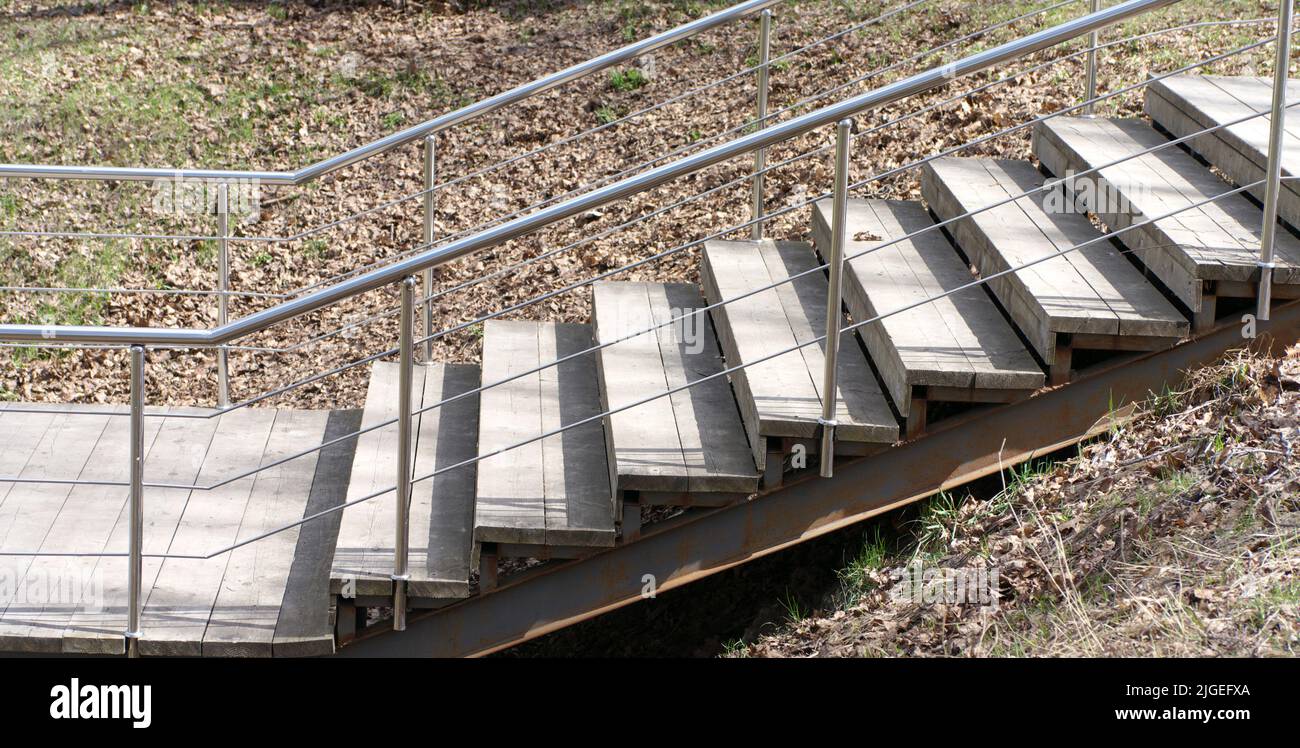 wooden stairs in park at dry sunny summer day Stock Photo - Alamy