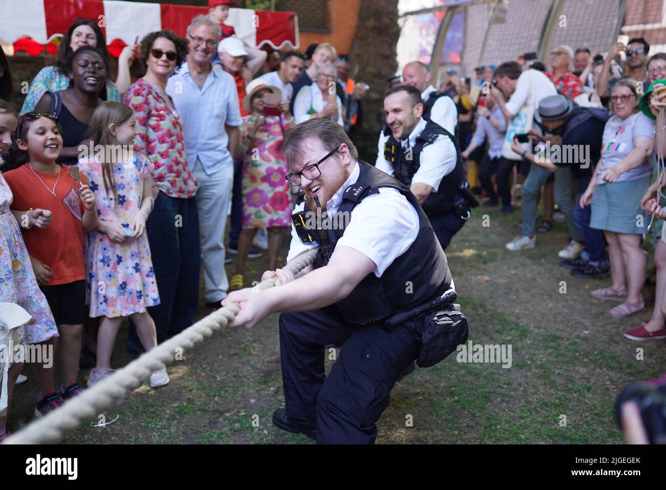 Police versus the Fire Brigade at the Soho Village Fete, Wardour Street ...