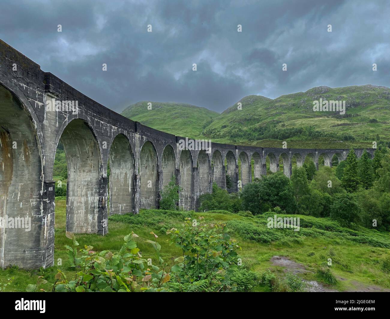 old historic Glenfinnan Viaduct bridge with landscape in Scotland Stock ...