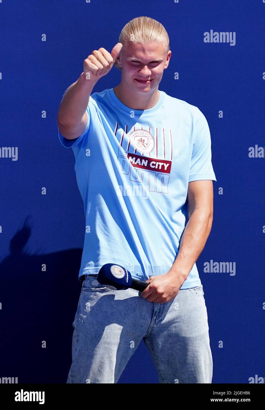 New Manchester City signing, Erling Haaland during a presentation of ...
