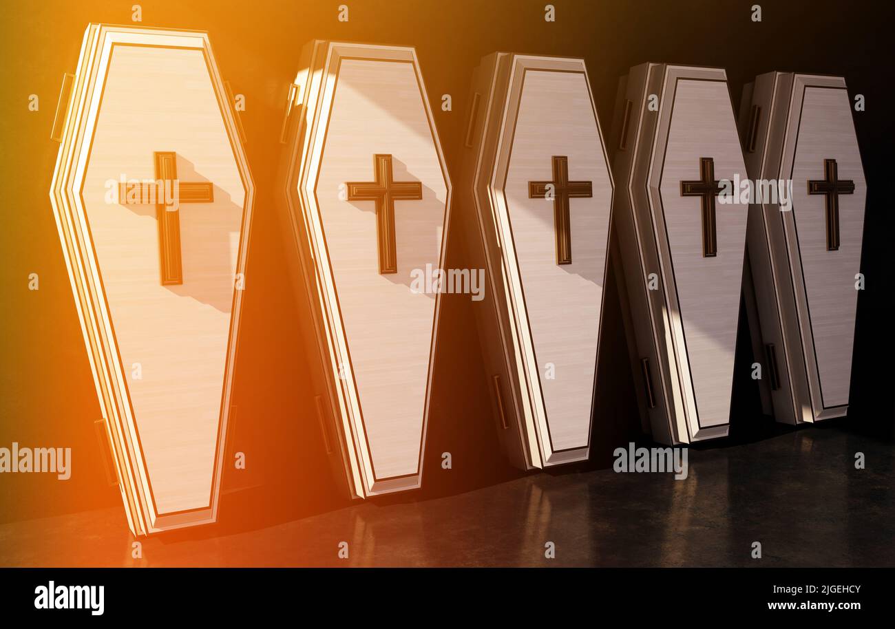 Wooden coffin stand hi-res stock photography and images - Alamy