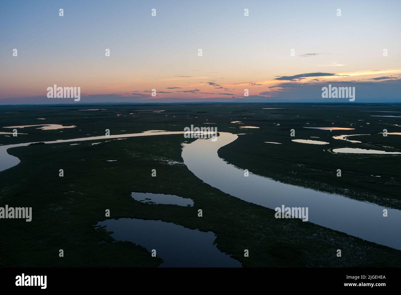 river top view shooting from a drone . river on a green background ...