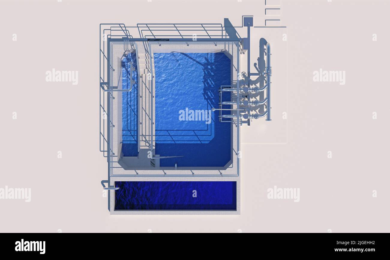 water treatment plant top view. 3d rendering Stock Photo - Alamy