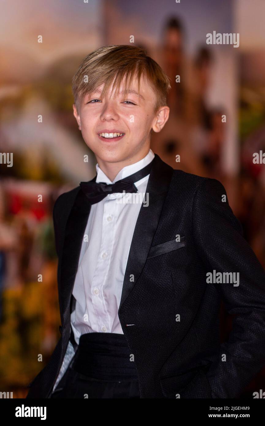 London, UK. 10 July 2022. Actor Austin Haynes, playing Thomas, attends the London Gala Screening ...