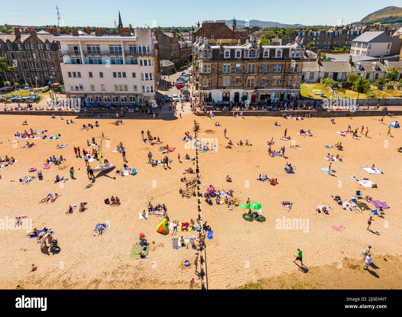 Portobello, Edinburgh, Scotland, UK. 10 July 2022. An aerial view of ...
