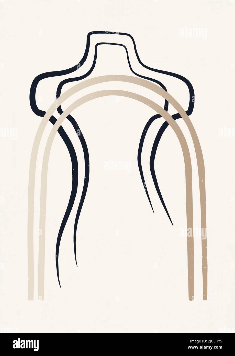 Abstract aesthetic illustration poster with linear body Stock Vector ...