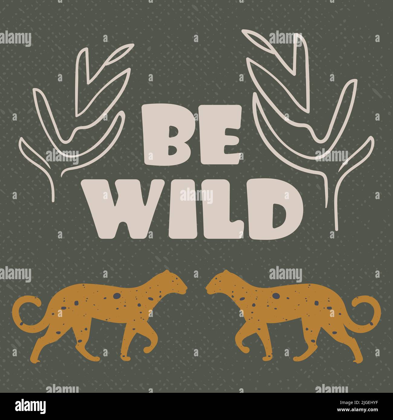 Stay wild illustration with lettering and leopards Stock Vector Image ...