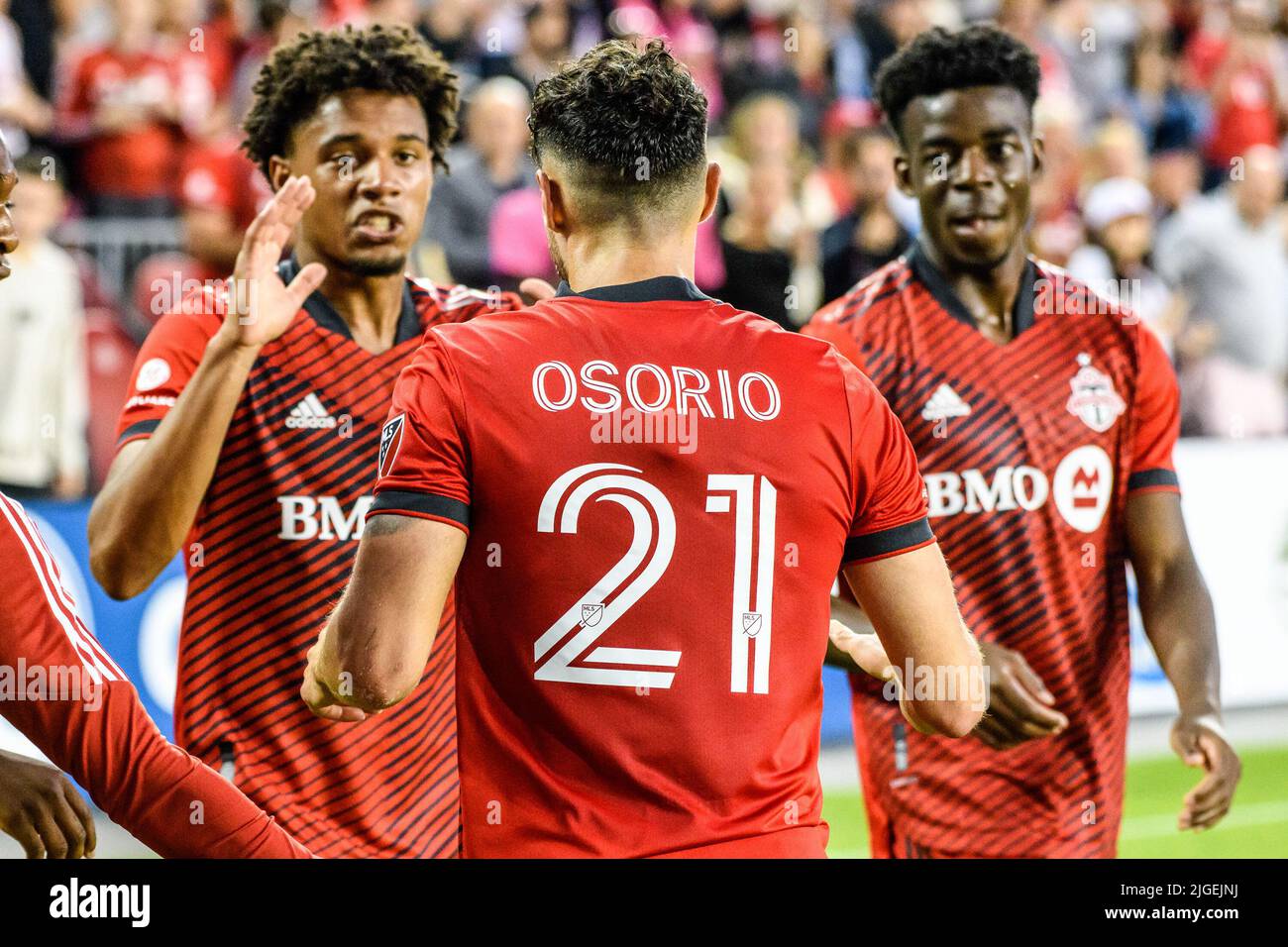Jonathan Osorio (21) celebrates after scoring a goal during the MLS ...