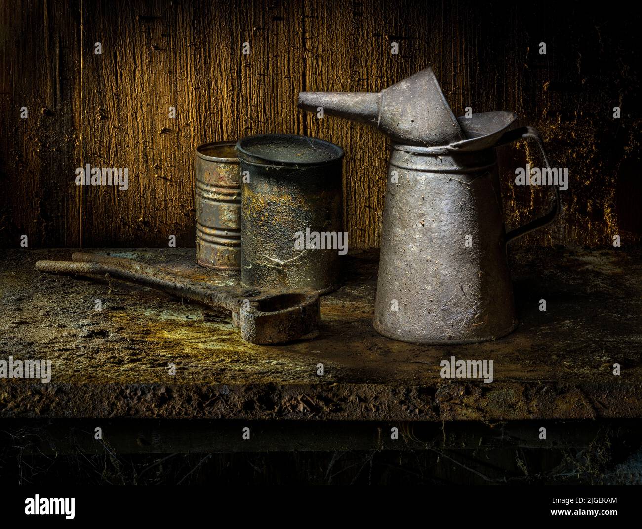 Artistic rusty metal cans Stock Photo - Alamy