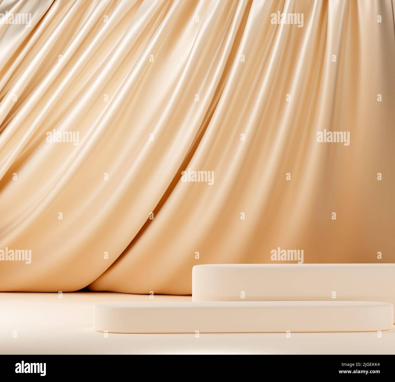 Beige pastel podium with pink flying fabric, cloth background Stock ...