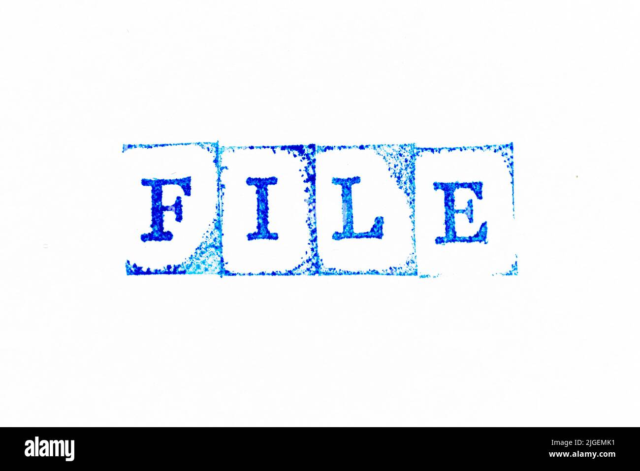 Blue color ink rubber stamp in word file on white paper background ...