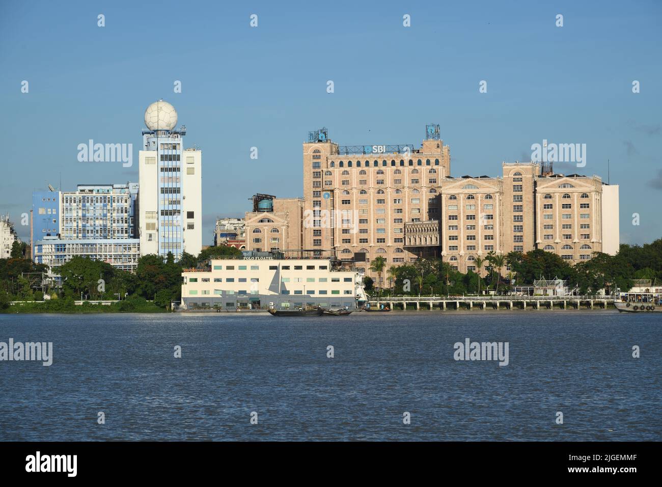 The Kolkata skyline viewed from the Ganges or river Hooghly in West ...