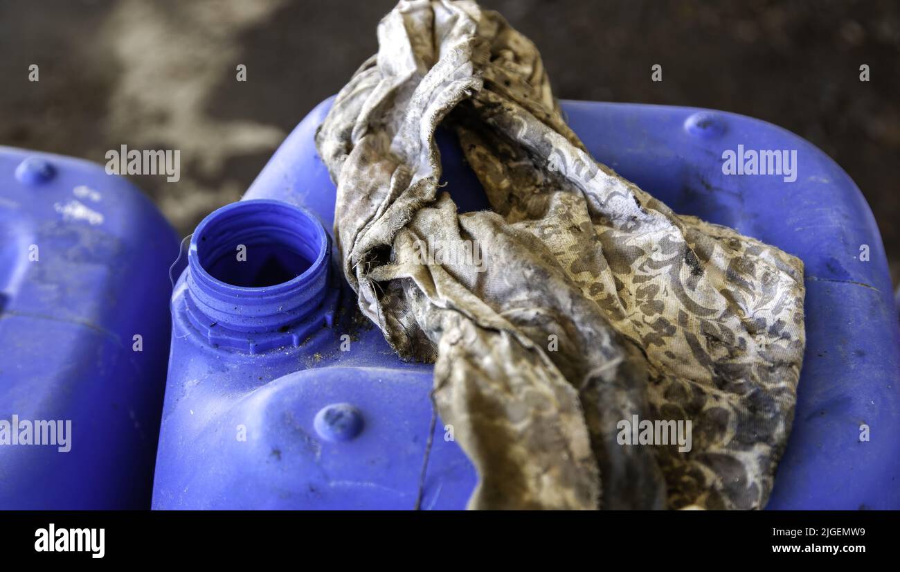 Plastic bottle used oil, recycling and ecology Stock Photo - Alamy