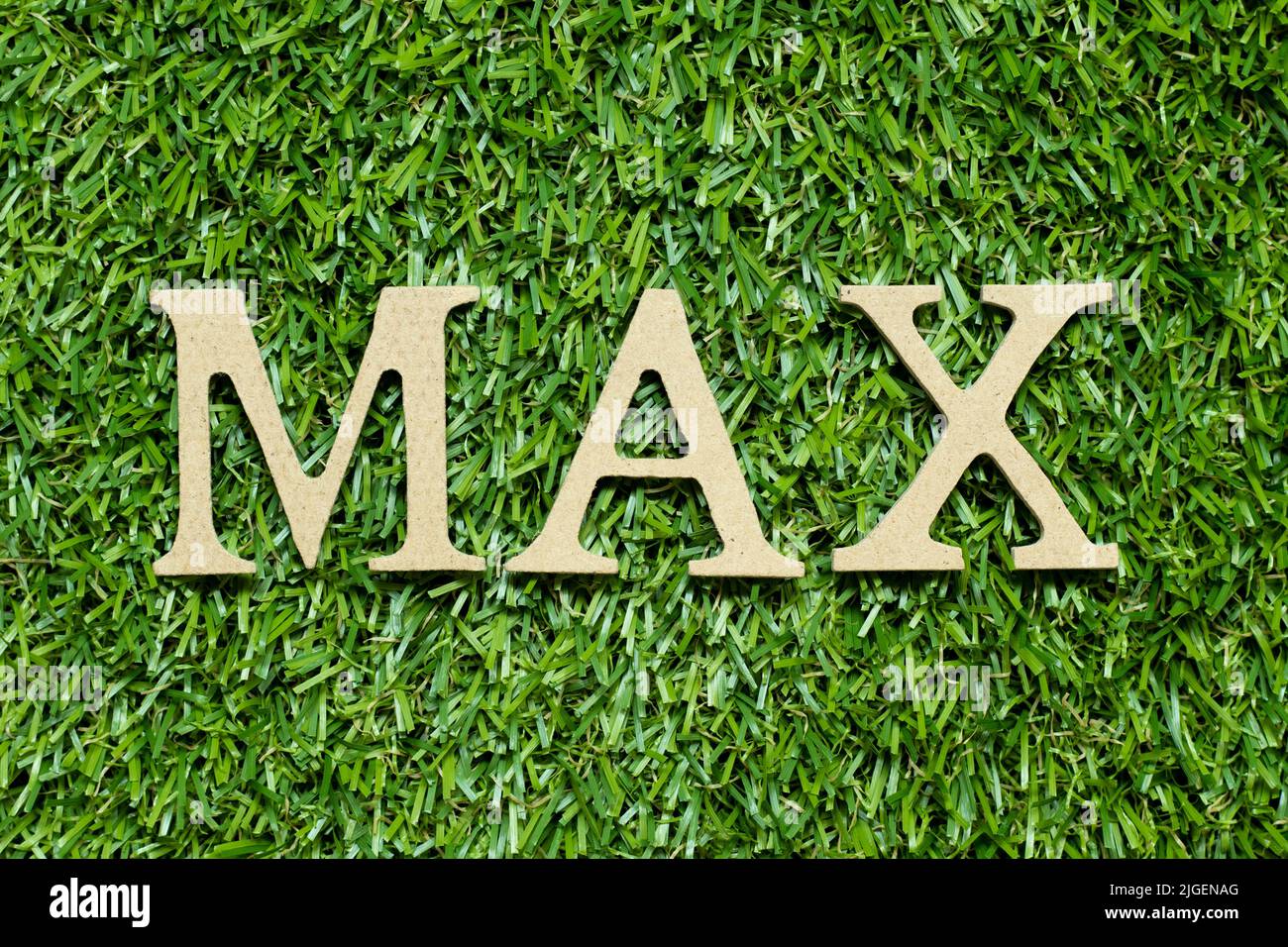 Wood alphabet letter in word max on green grass background Stock Photo ...