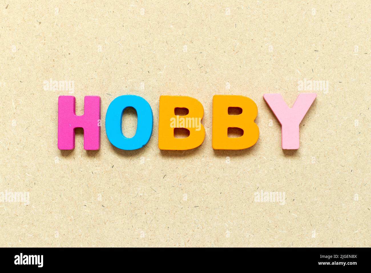 Color alphabet letter with word hobby on wood background Stock Photo ...
