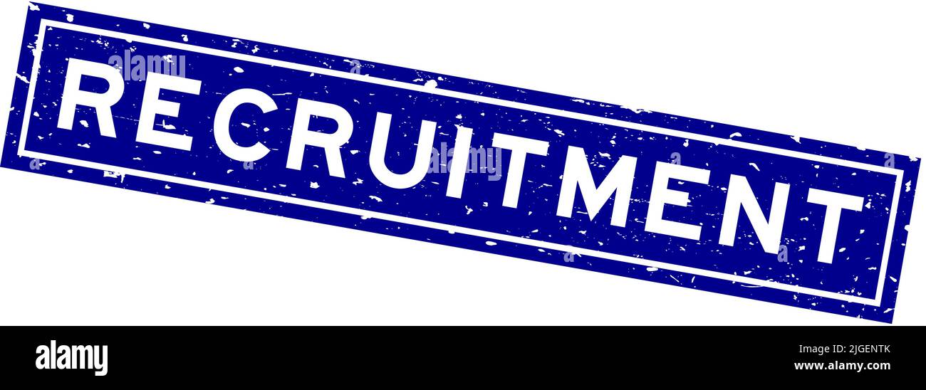 Grunge blue recruitment word square rubber seal stamp on white background Stock Vector Image ...