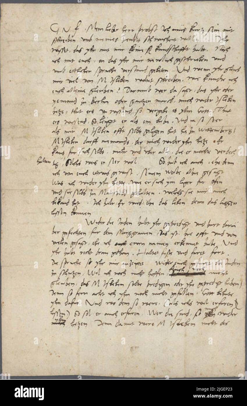 Martin Luther letter september 1543 Stock Photo - Alamy