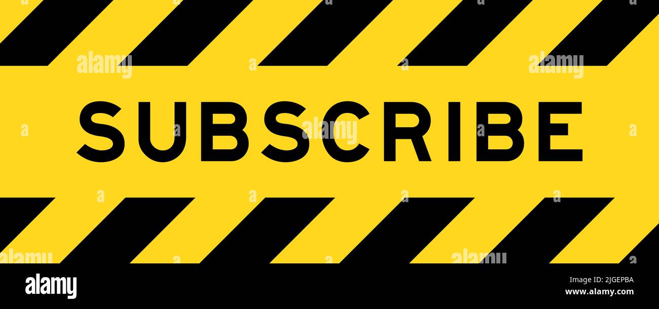 Yellow and black color with line striped label banner with word ...