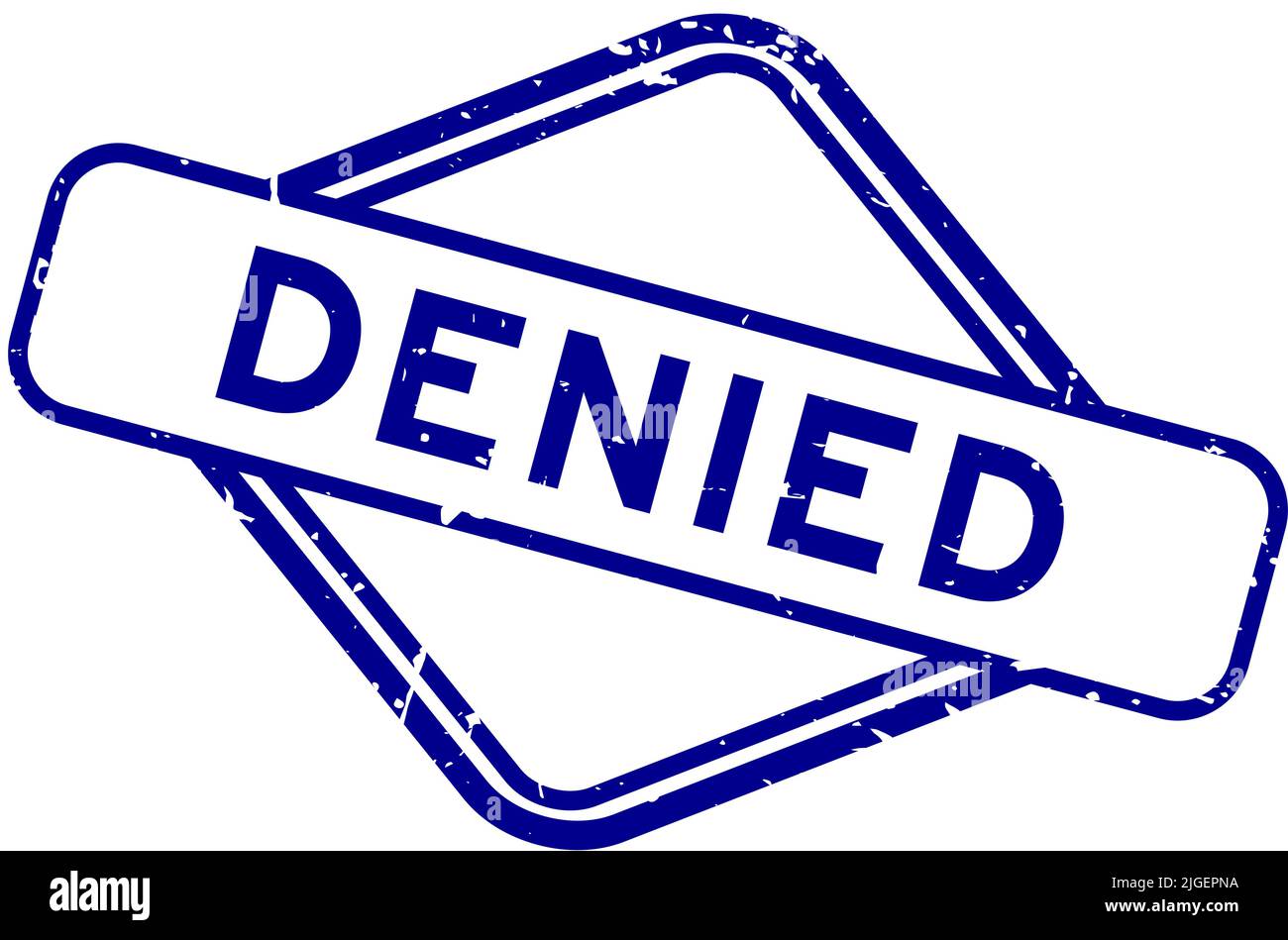 Grunge blue denied word rubber seal stamp on white background Stock ...