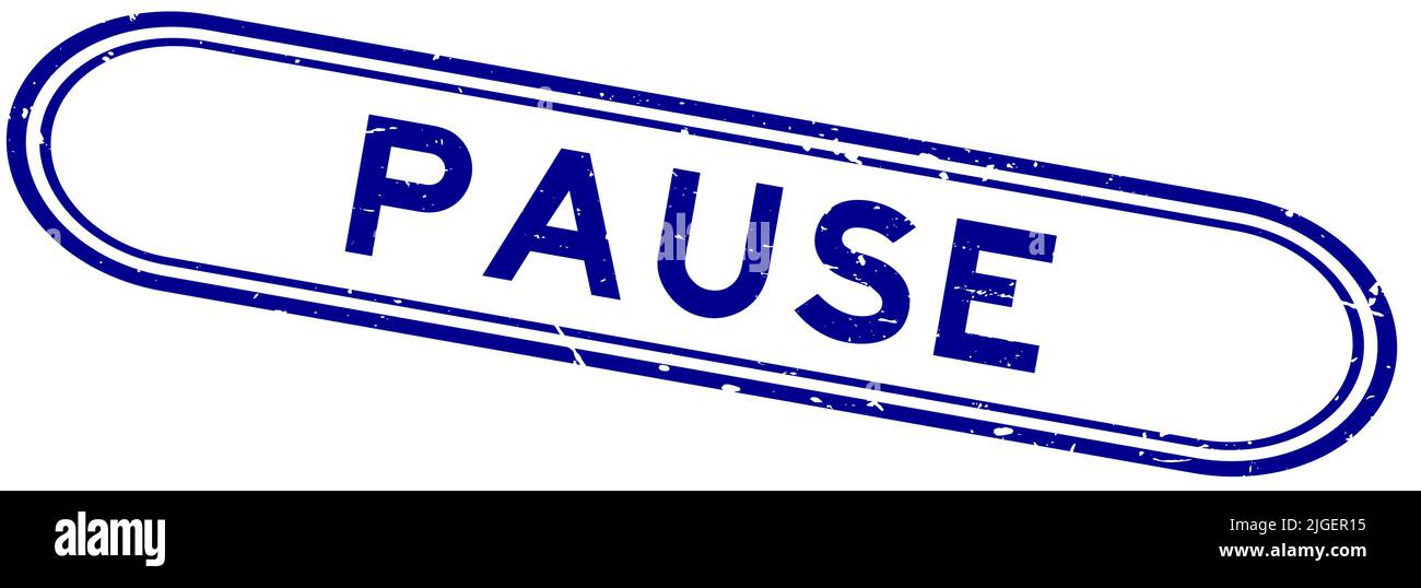 Grunge blue pause word rubber seal stamp on white background Stock ...